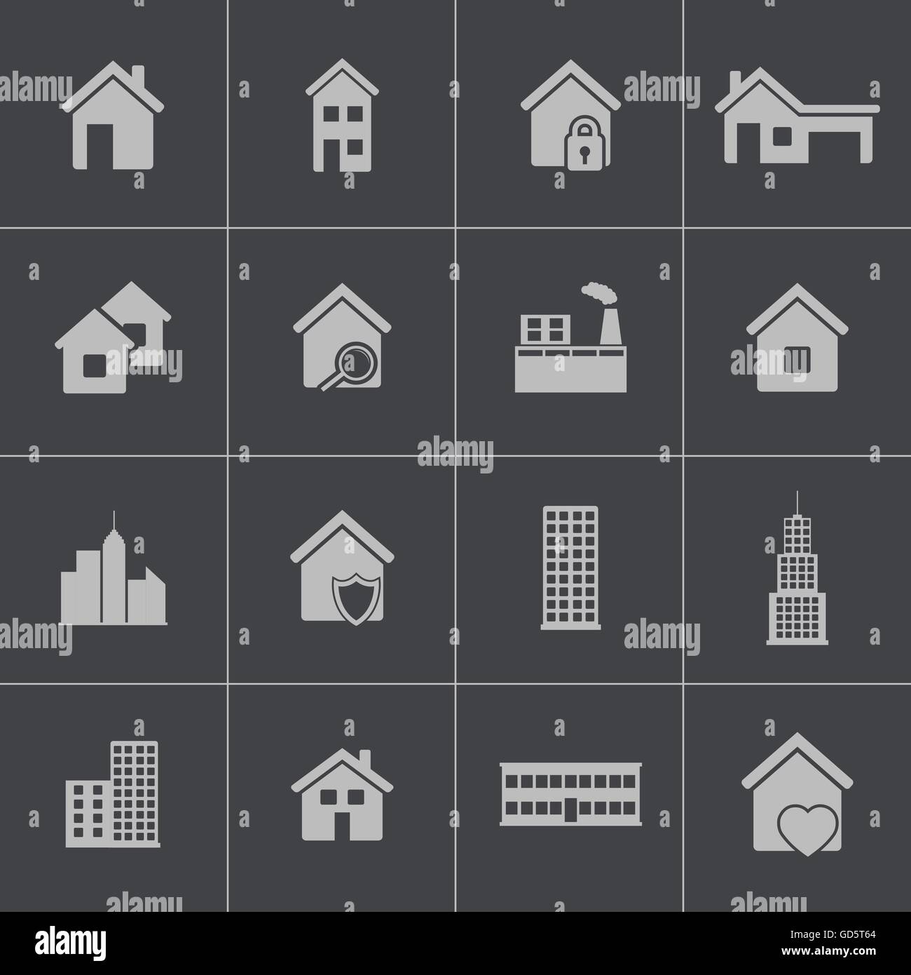 Vector black building icons set Stock Vector Image & Art - Alamy