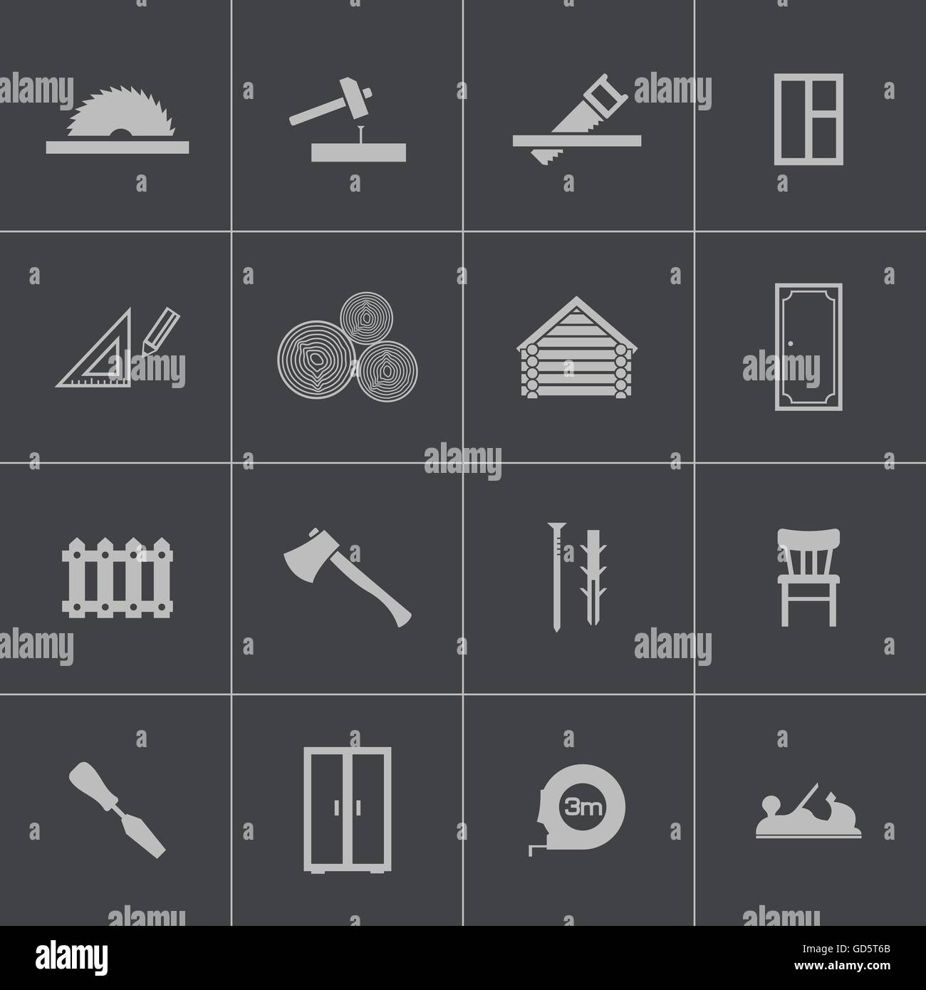 Vector black carpentry icons set Stock Vector Image & Art - Alamy