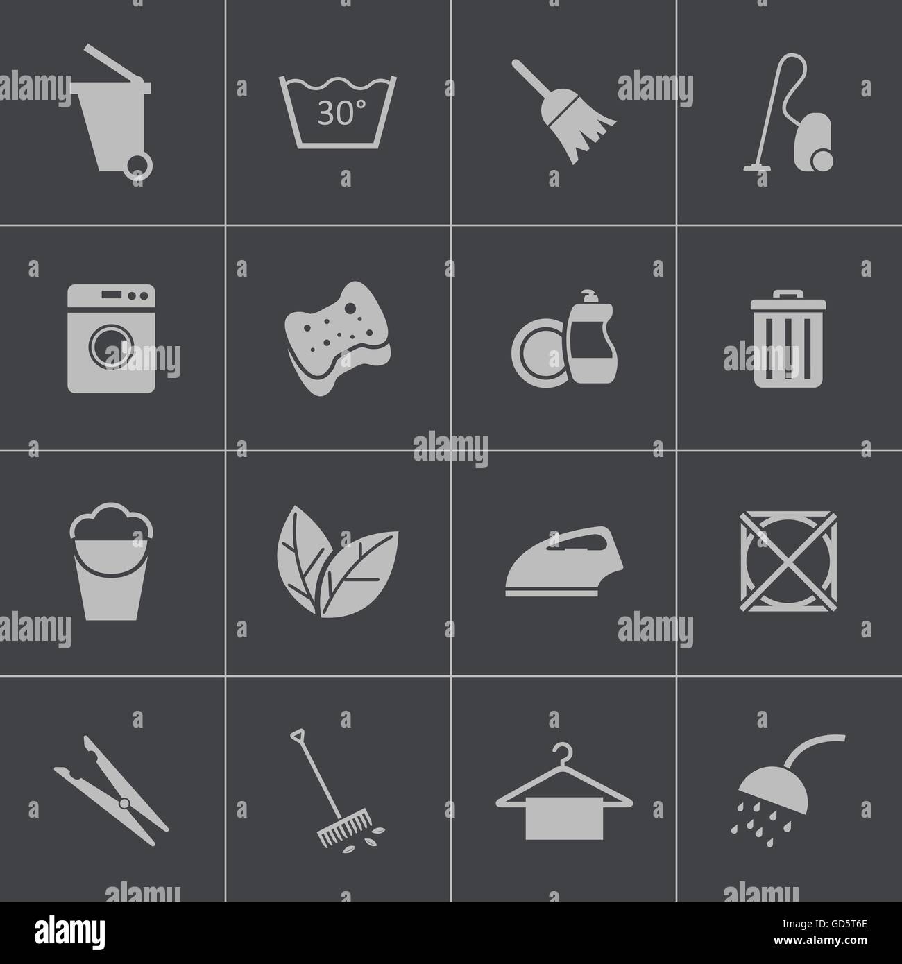 Vector black cleaning icons set Stock Vector Image & Art - Alamy