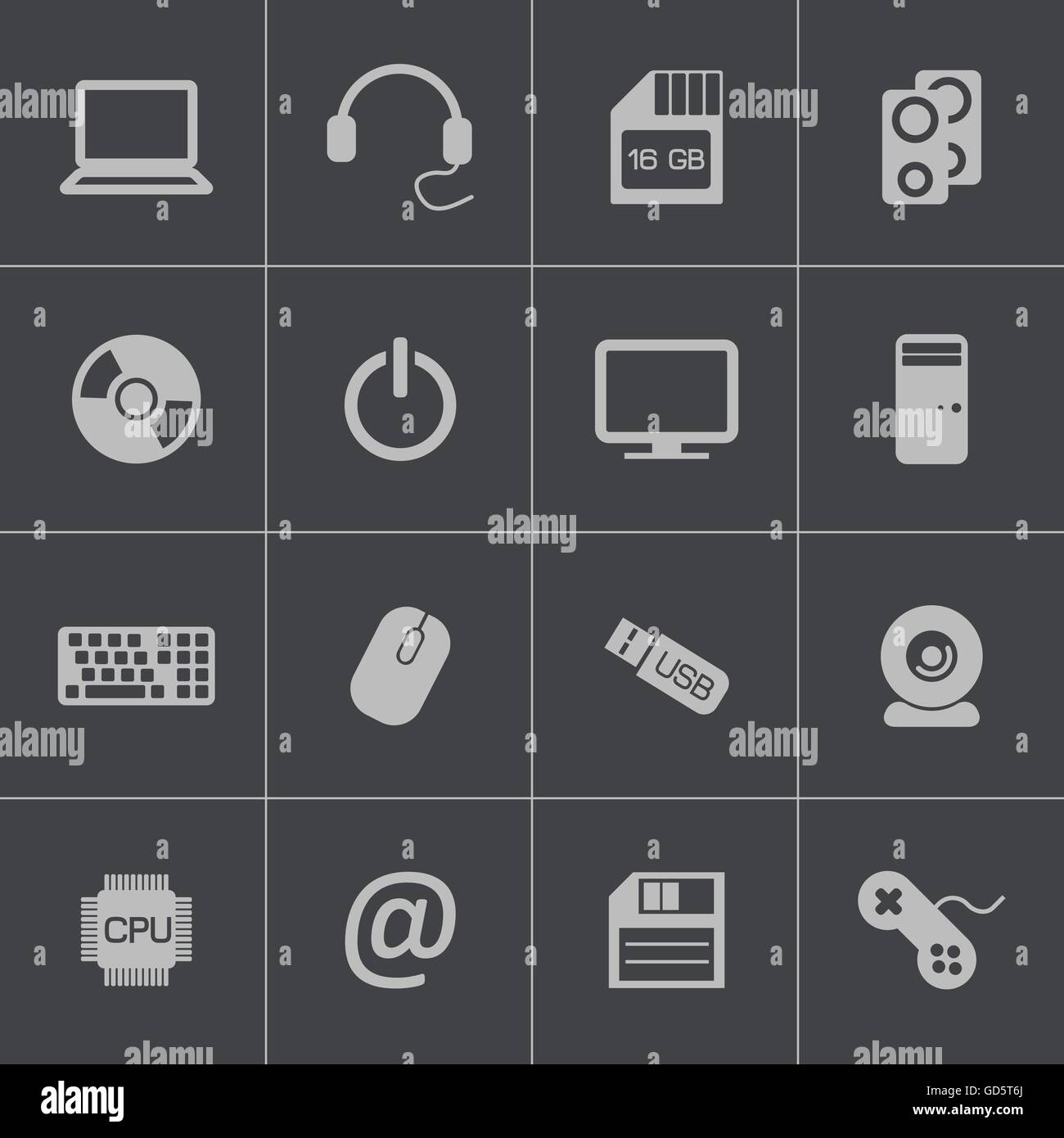 Vector black computer icons set Stock Vector Image & Art - Alamy