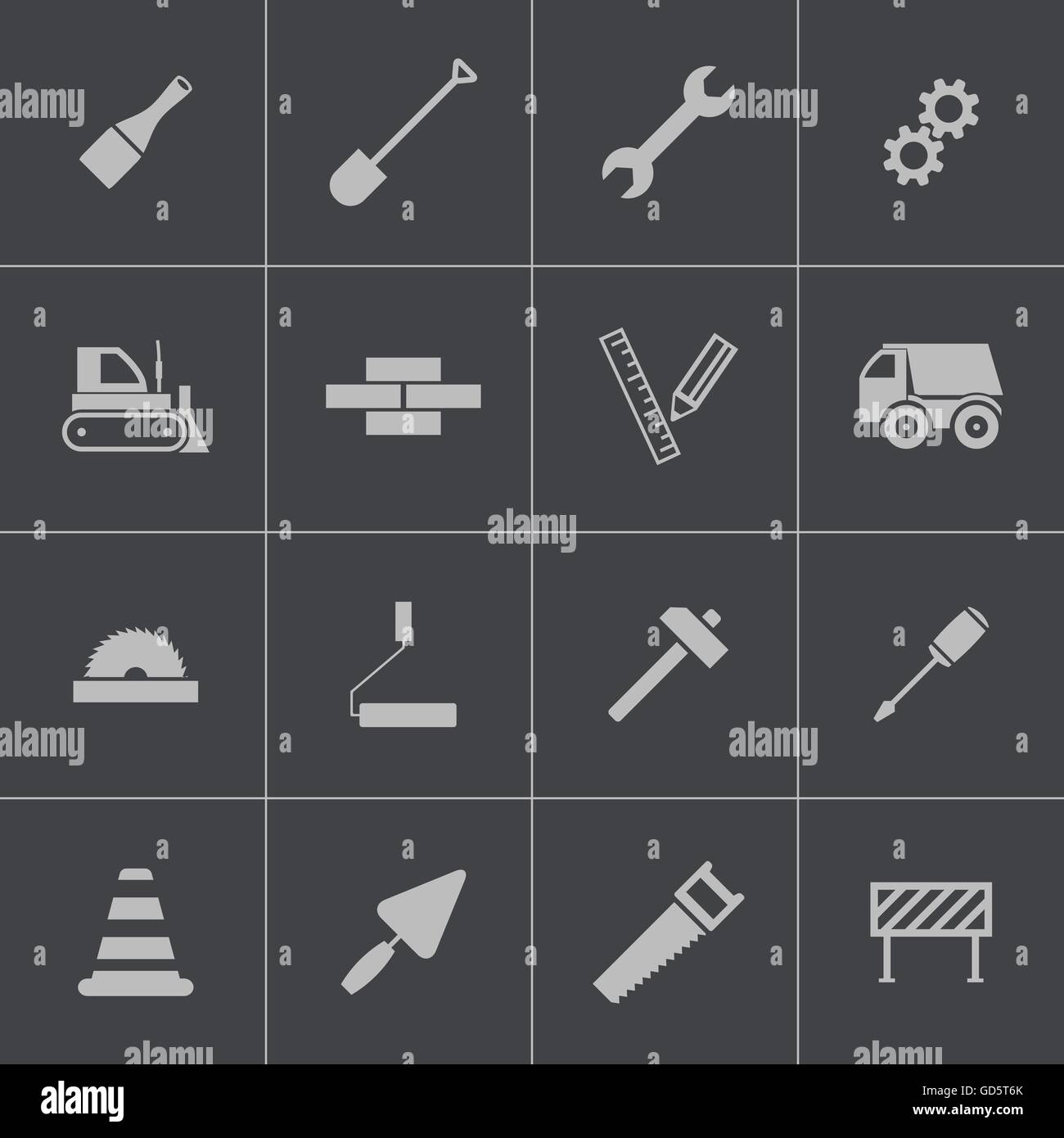 Vector black construction icons set Stock Vector Image & Art - Alamy