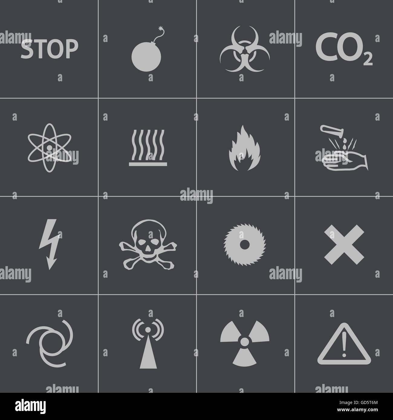 Vector black danger icons set Stock Vector Image & Art - Alamy