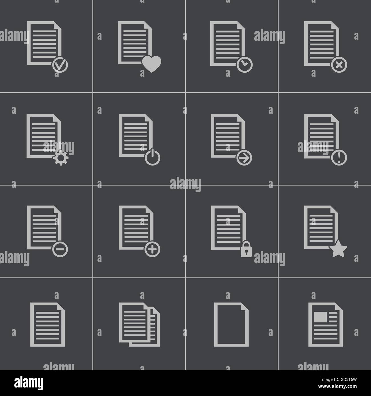 Vector black document icons set Stock Vector Image & Art - Alamy
