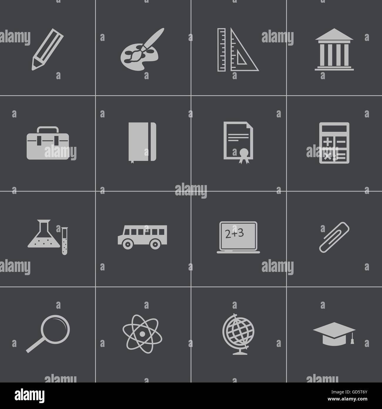 Vector black education icons set Stock Vector Image & Art - Alamy