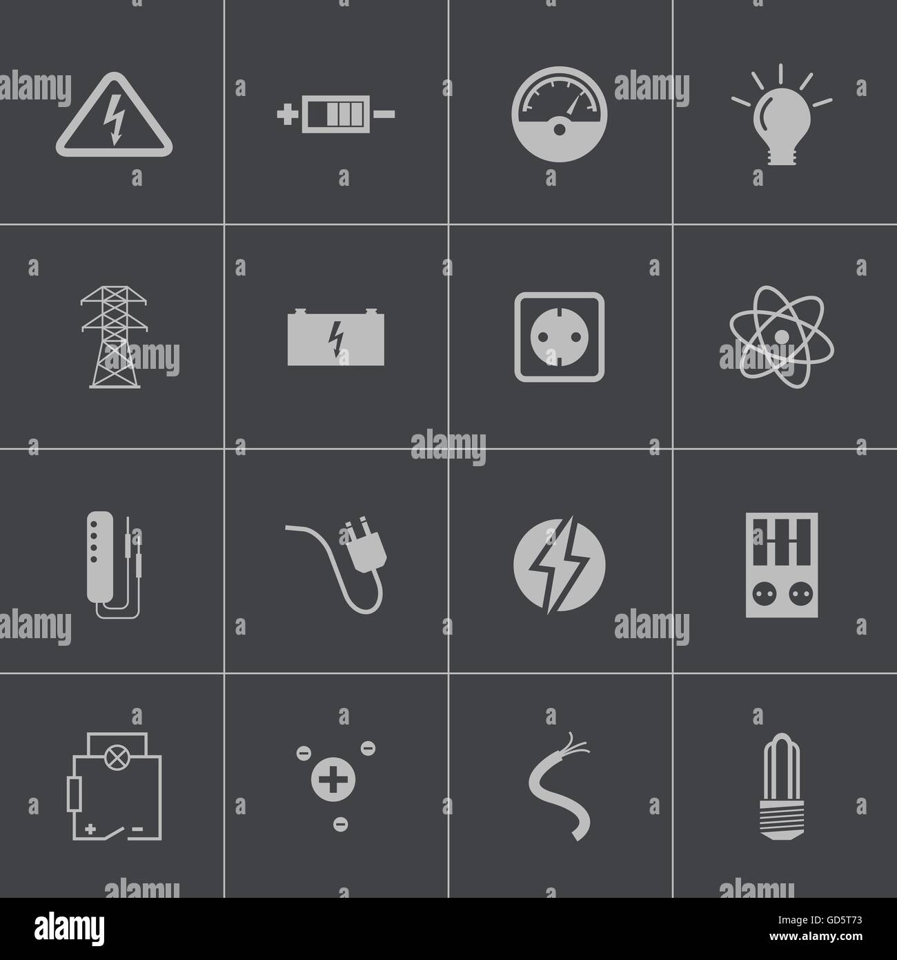 Vector black electricity icons set Stock Vector Image & Art - Alamy