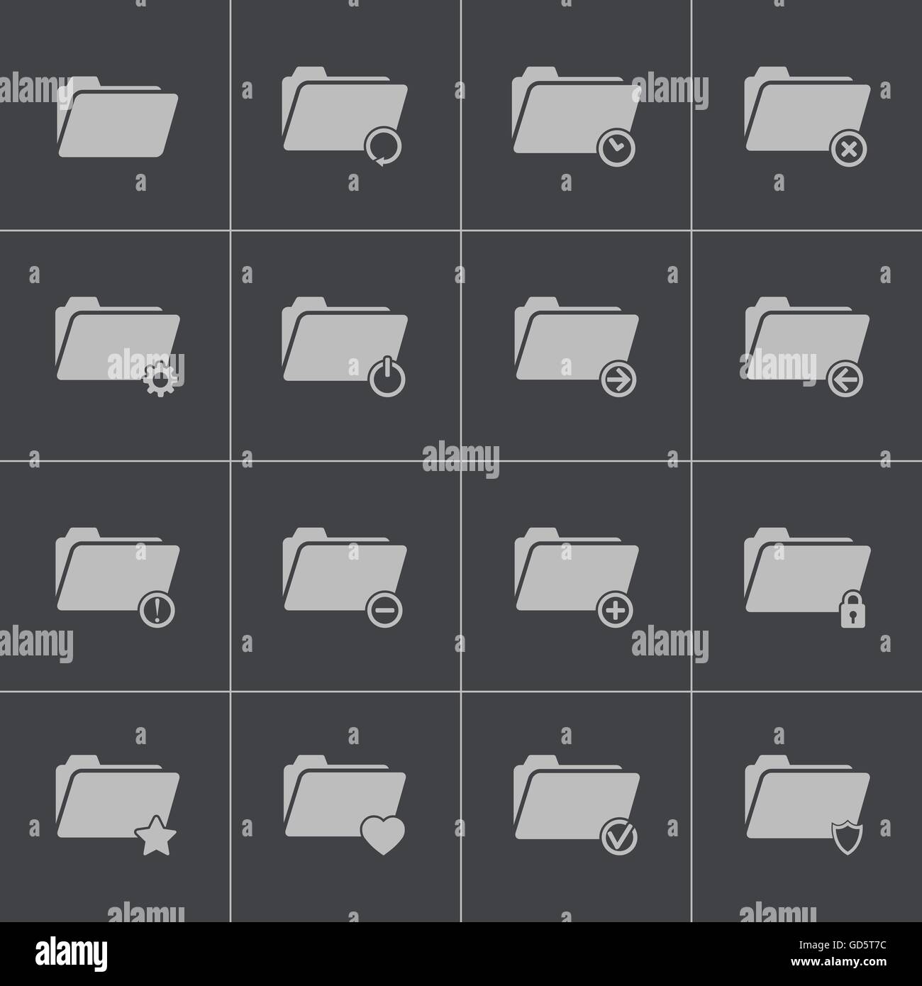 Vector black folder icons set Stock Vector Image & Art - Alamy
