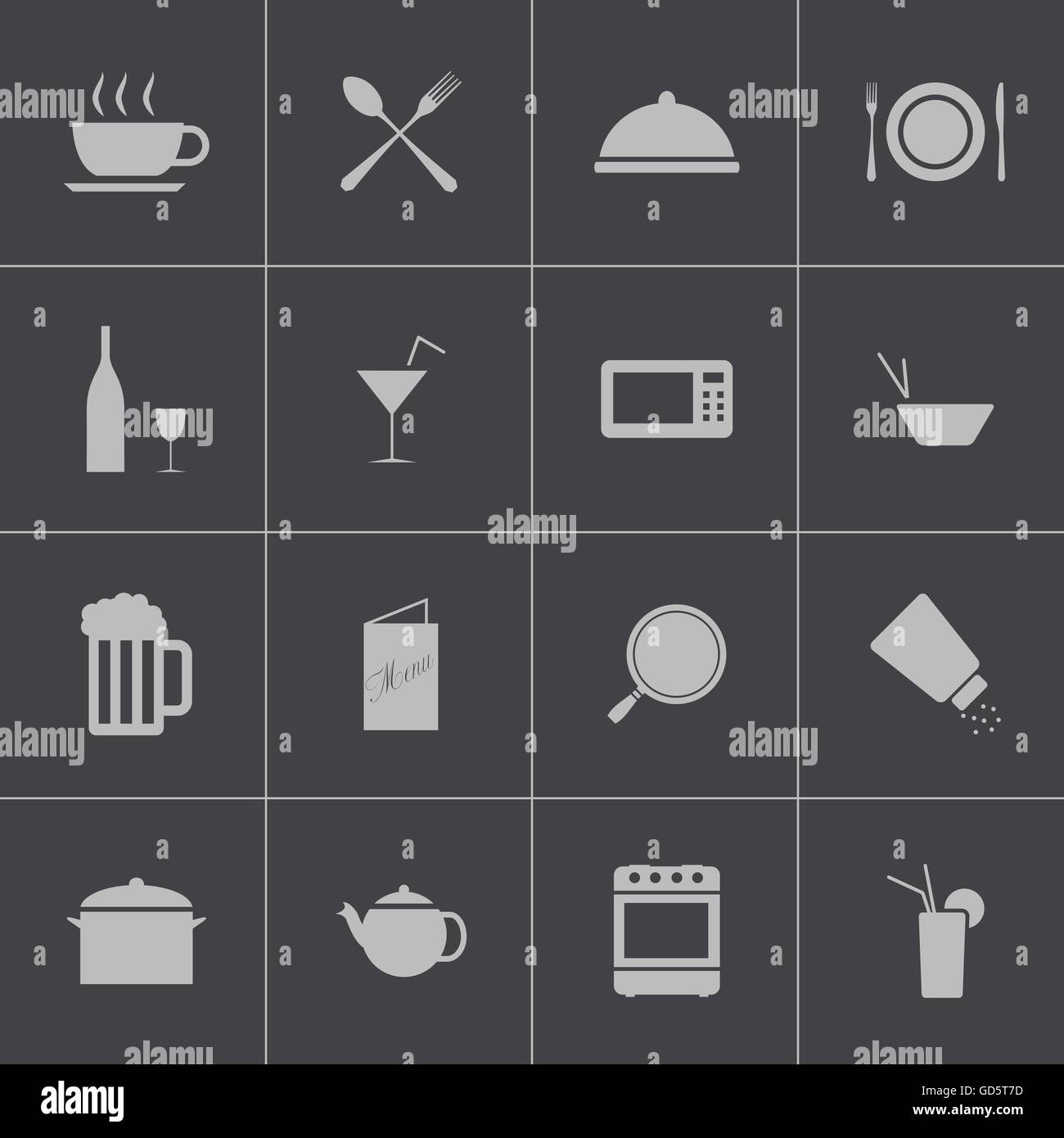 Vector black food icons set Stock Vector Image & Art - Alamy