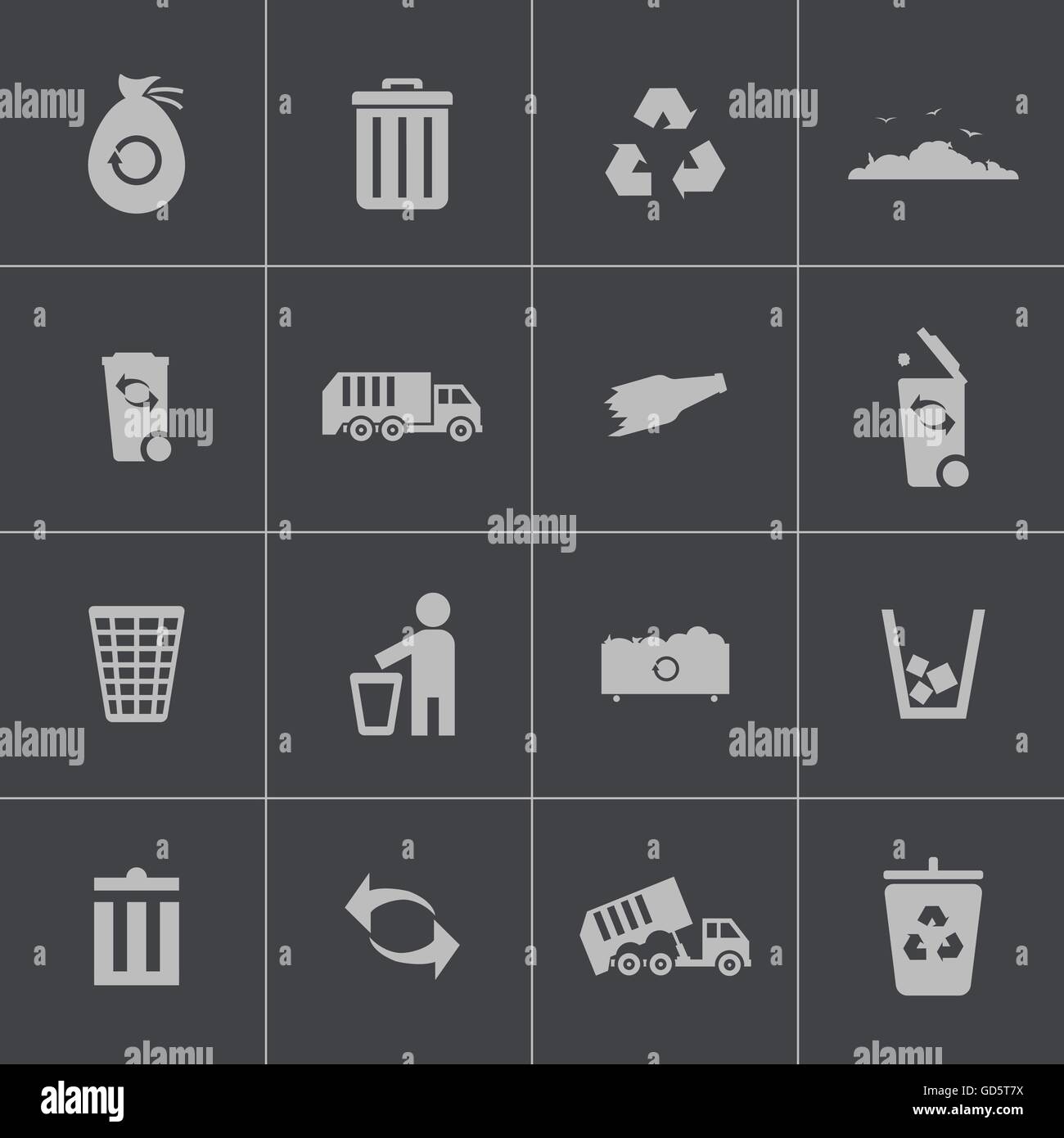 Vector black garbage icons set Stock Vector Image & Art - Alamy