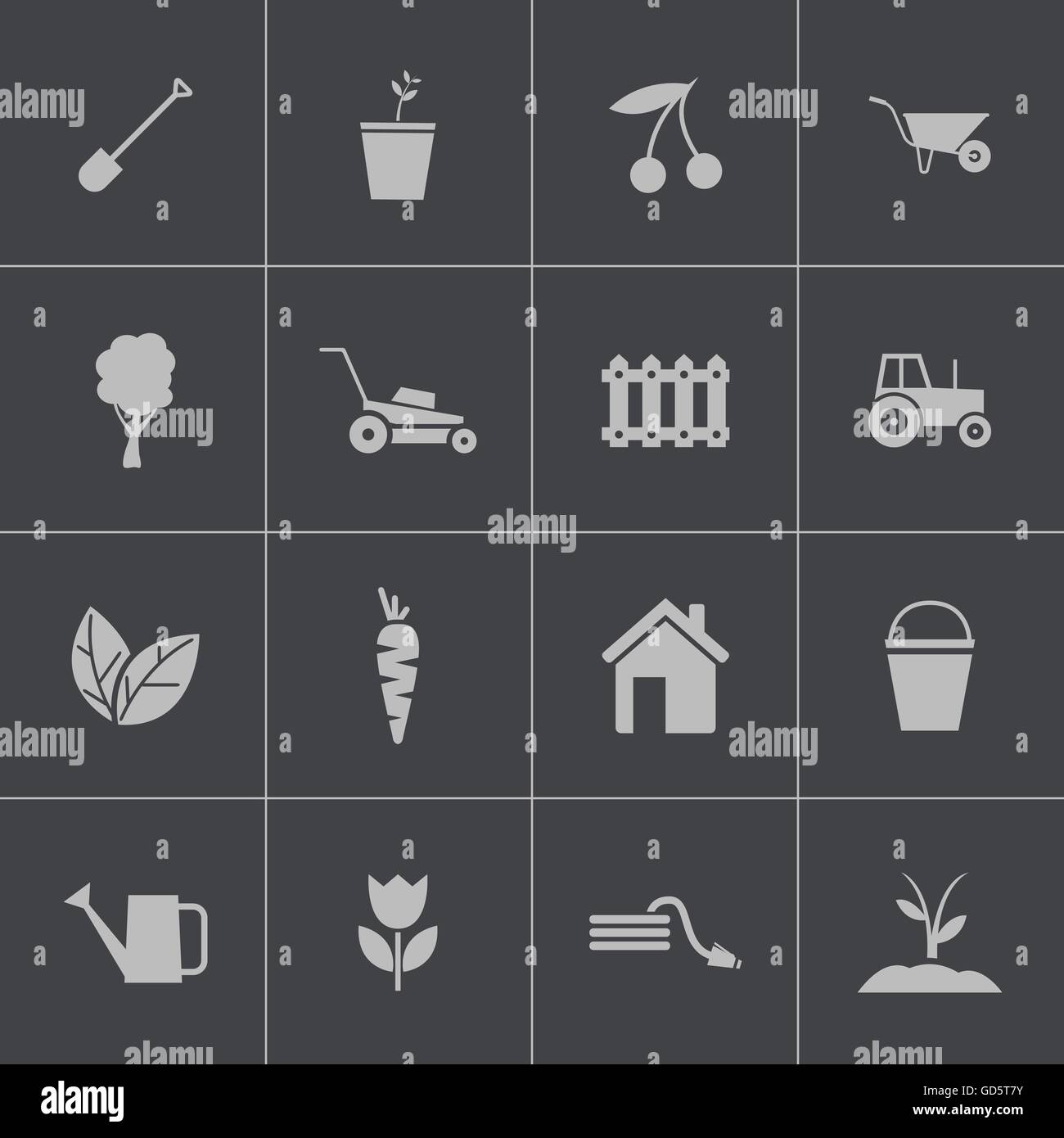 Vector black gardening icons set Stock Vector Image & Art - Alamy