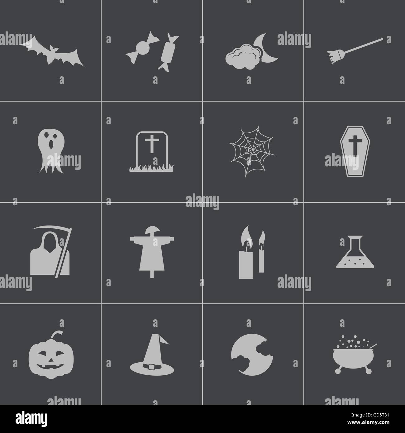 Vector black halloween icons set Stock Vector Image & Art - Alamy