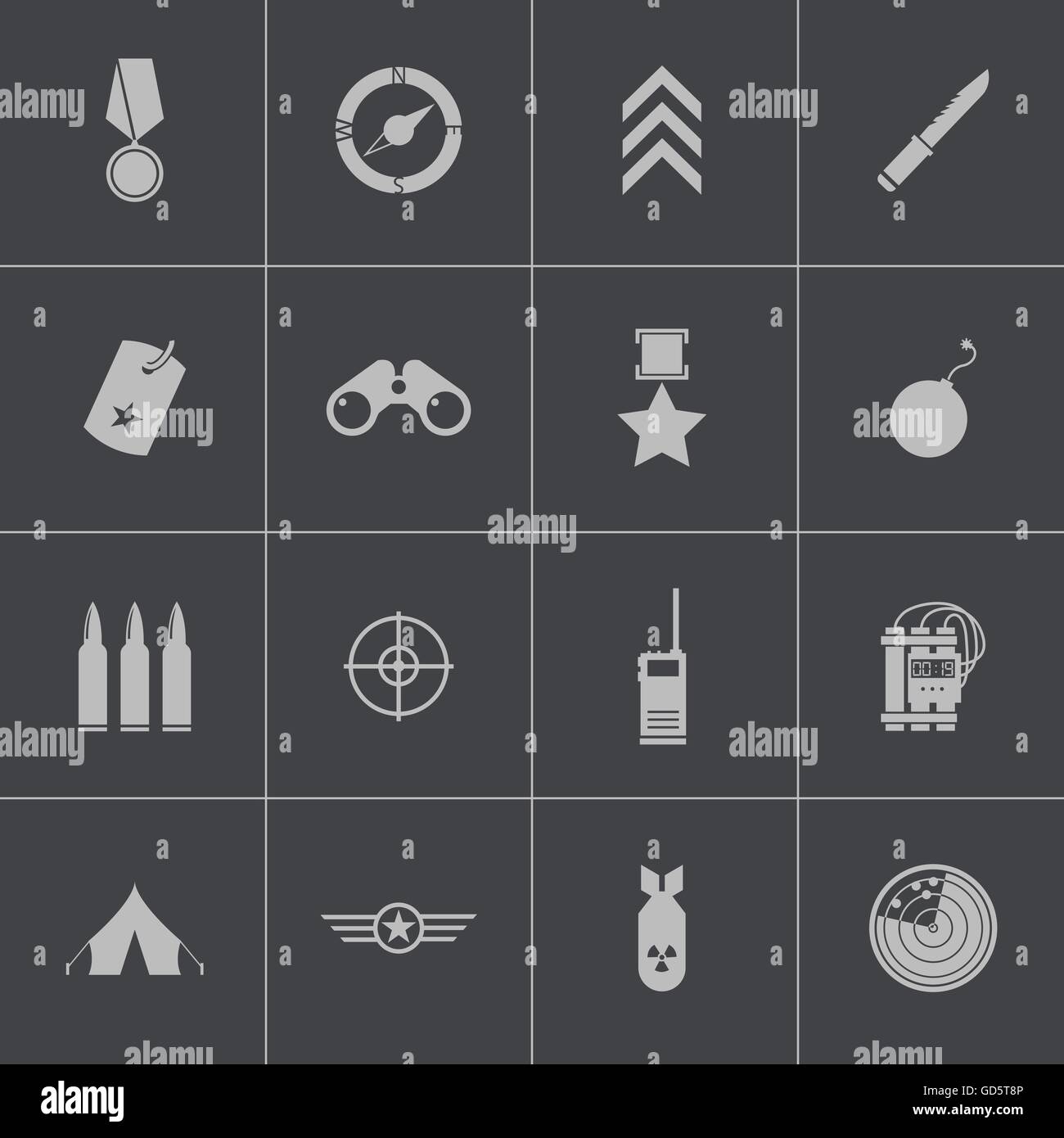 Vector black military icons set Stock Vector Image & Art - Alamy