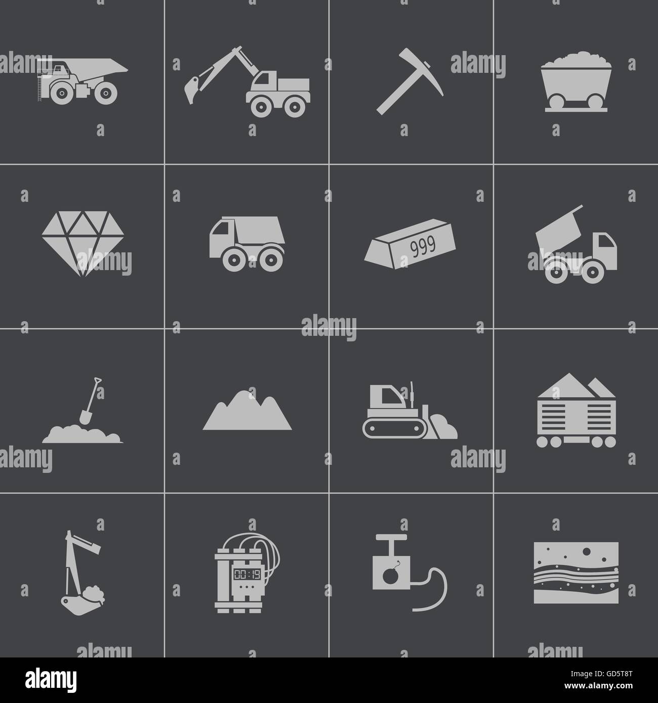 Vector black mining icons set Stock Vector Image & Art - Alamy