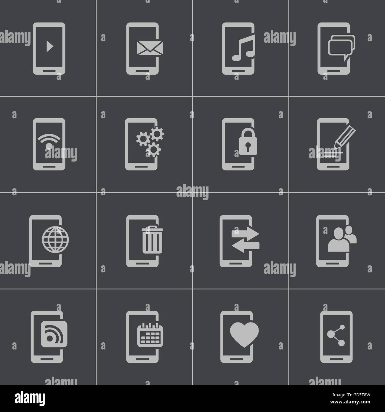 Vector black mobile icons set Stock Vector Image & Art - Alamy