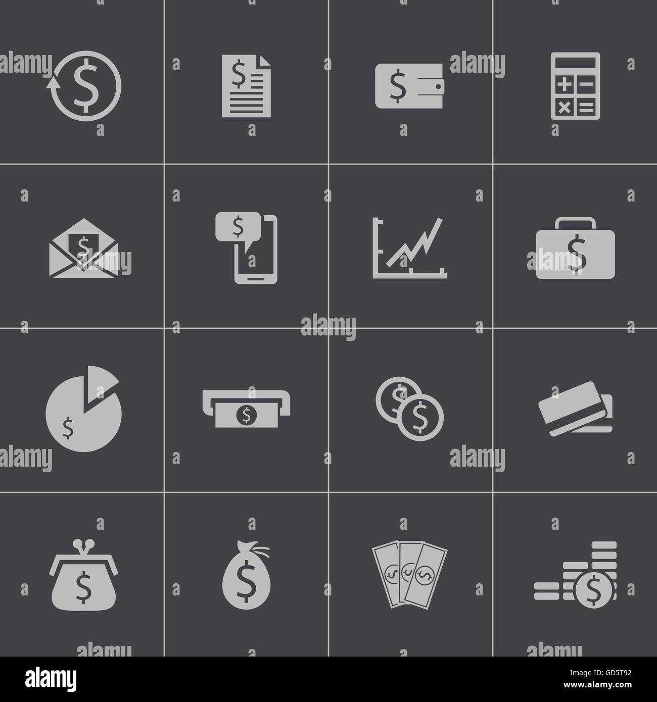 Vector black money icons set Stock Vector Image & Art - Alamy