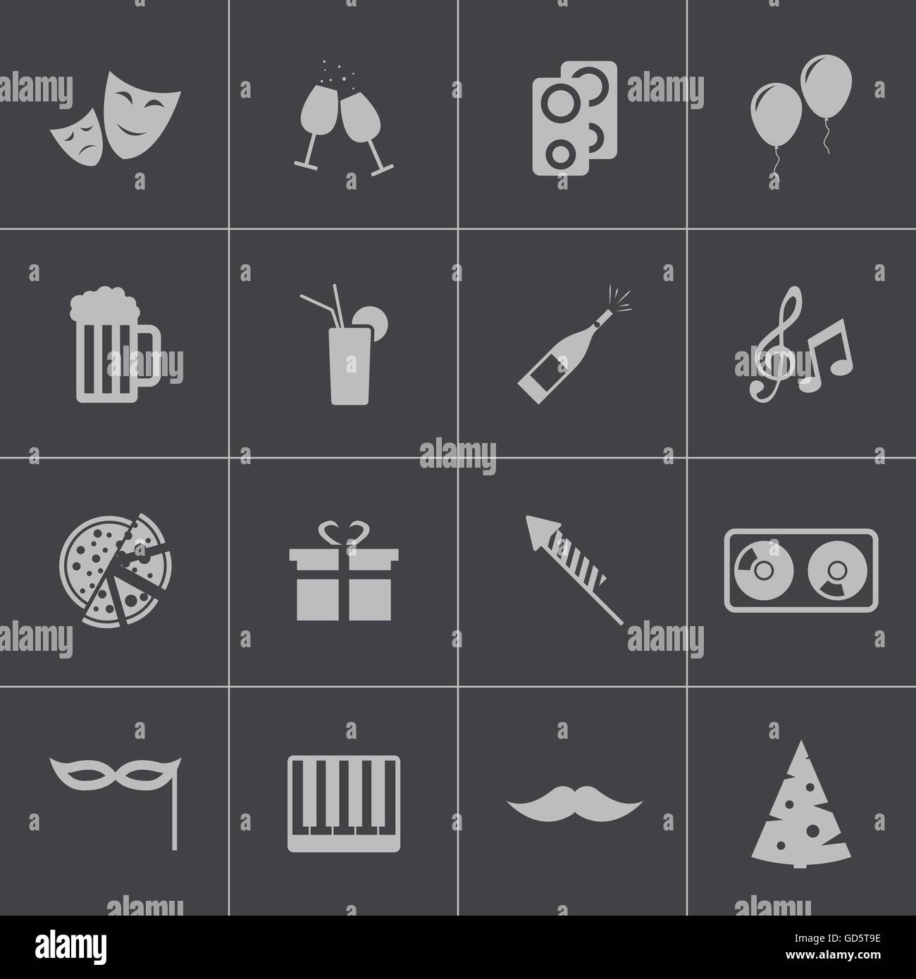 Vector black party icons set Stock Vector Image & Art - Alamy