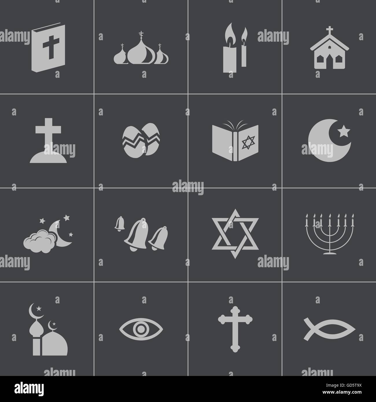 Vector black religion icons set Stock Vector Image & Art - Alamy