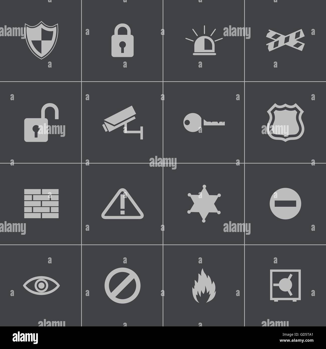 Vector black security icons set Stock Vector Image & Art - Alamy