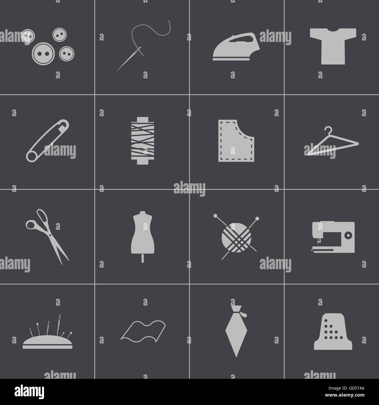 Vector Black Sewing Icons Set Stock Vector Image And Art Alamy