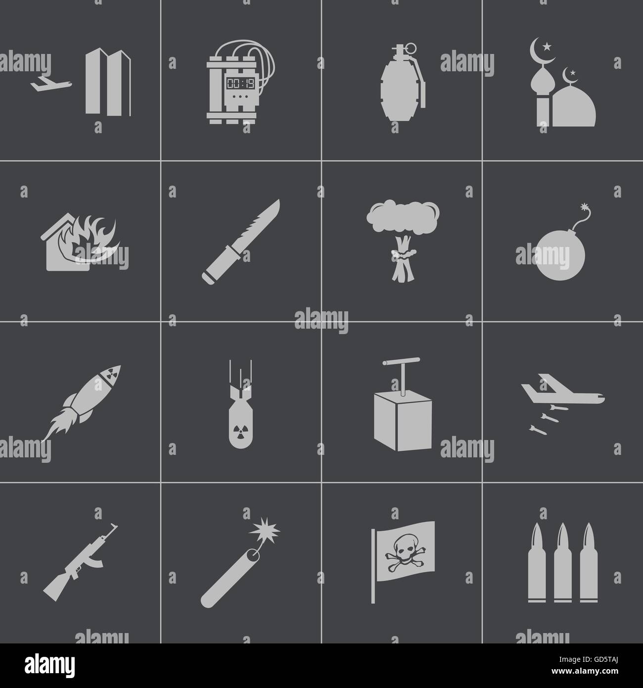 Vector black terrorism icons set Stock Vector Image & Art - Alamy
