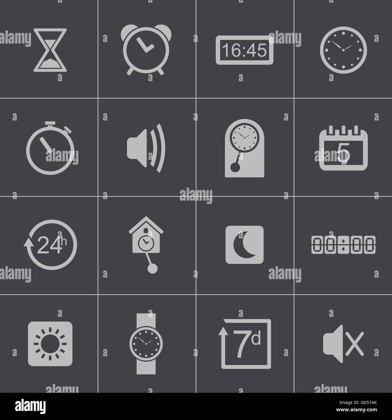 Vector black time icons set Stock Vector Image & Art - Alamy