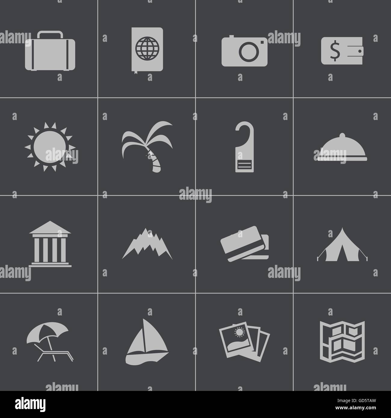 Vector black travel icons set Stock Vector Image & Art - Alamy