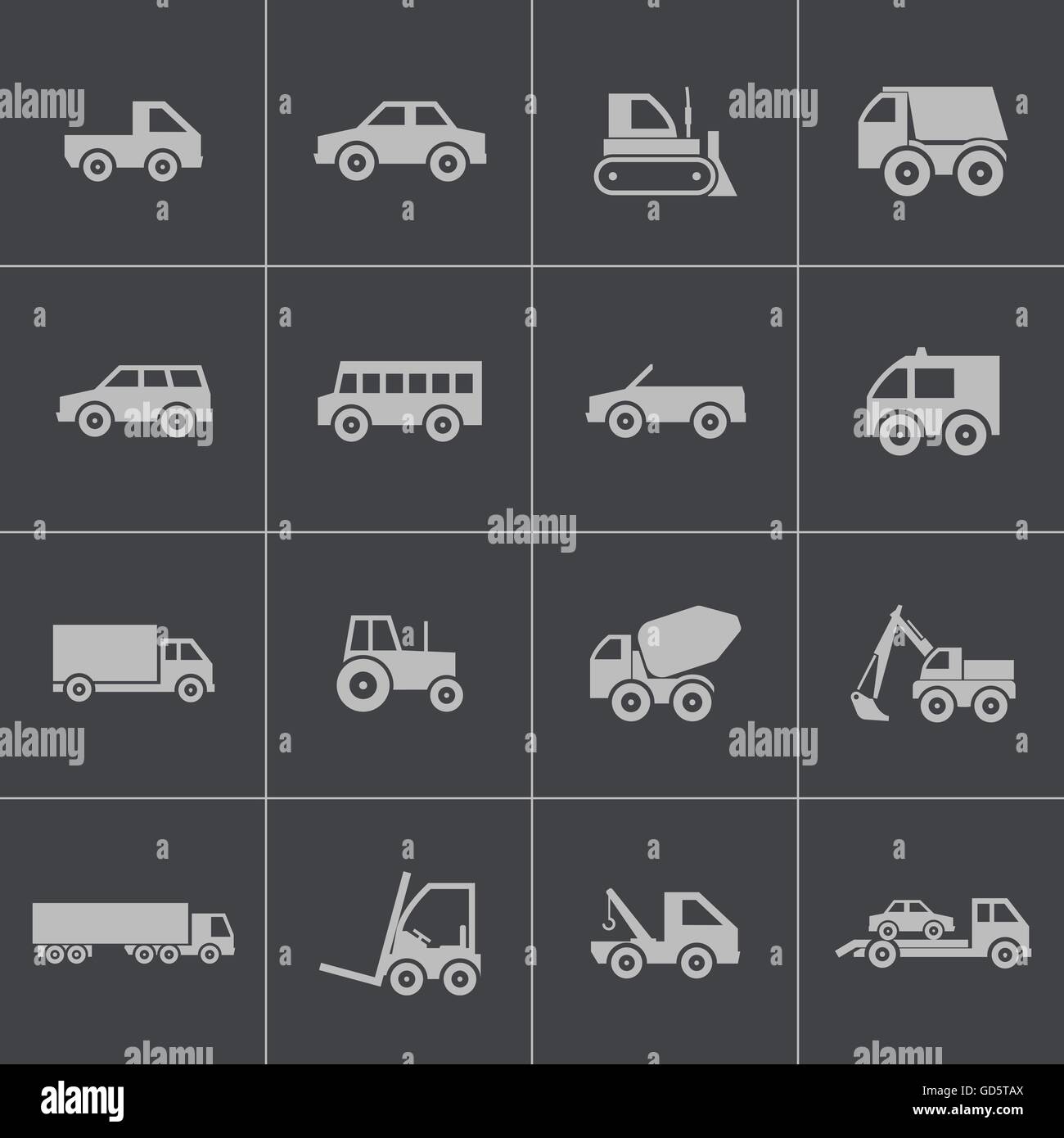 Vector black vehicle icons set Stock Vector Image & Art - Alamy