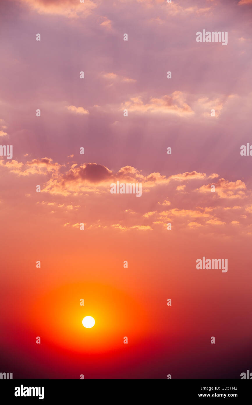 Beautiful Sunset Sunrise Background. Yellow, Orange And Purple Colors ...