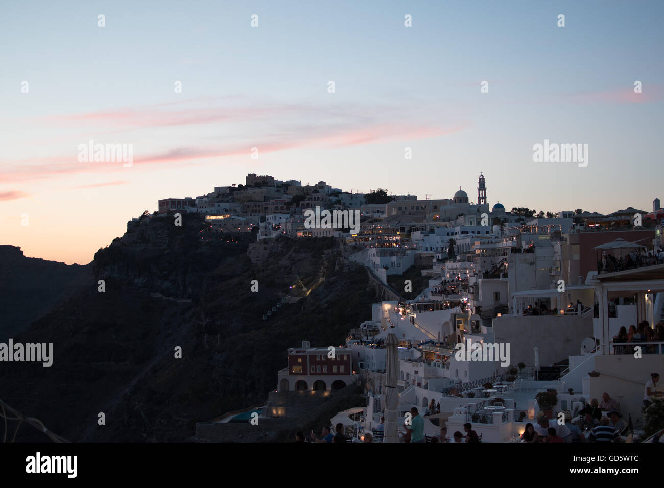 The town of Fira on Santorini at sunset Stock Photo - Alamy