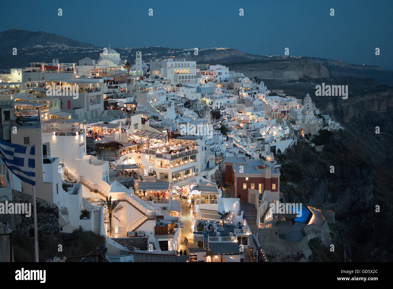 Fira at night on the Greek island of Santorini Stock Photo - Alamy
