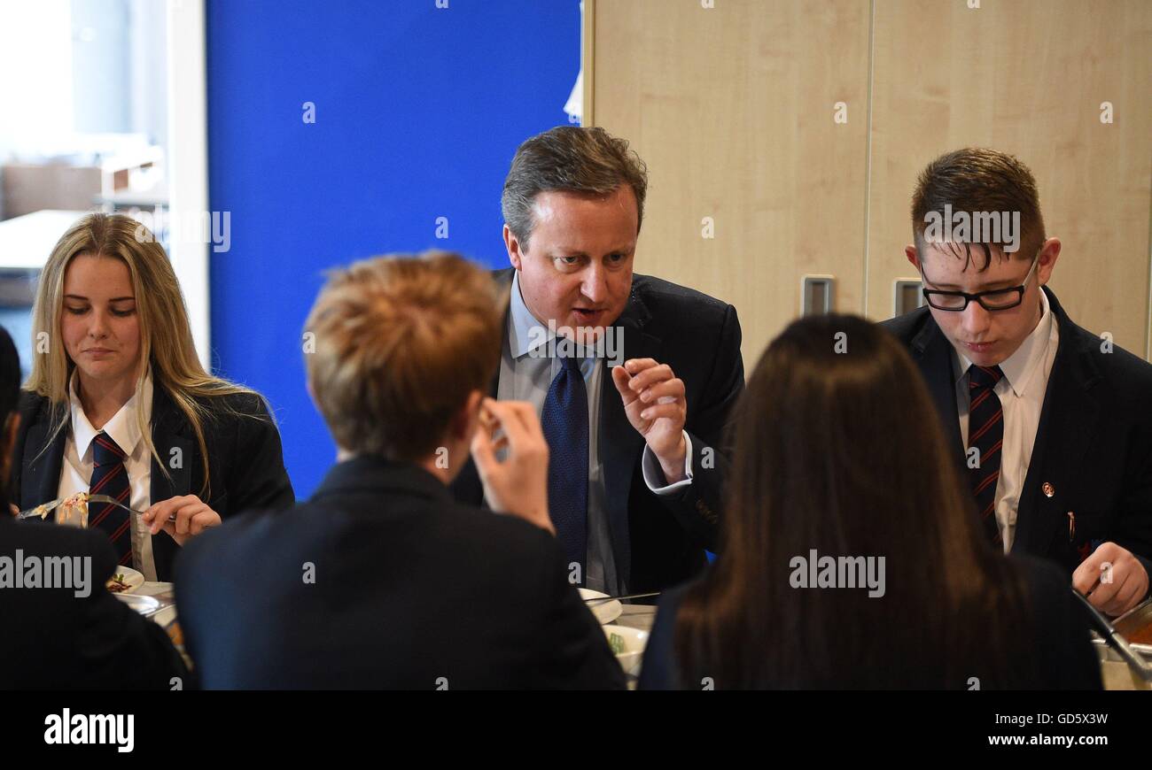 Prime Minister David Cameron meets pupils during a visit to the Reach ...