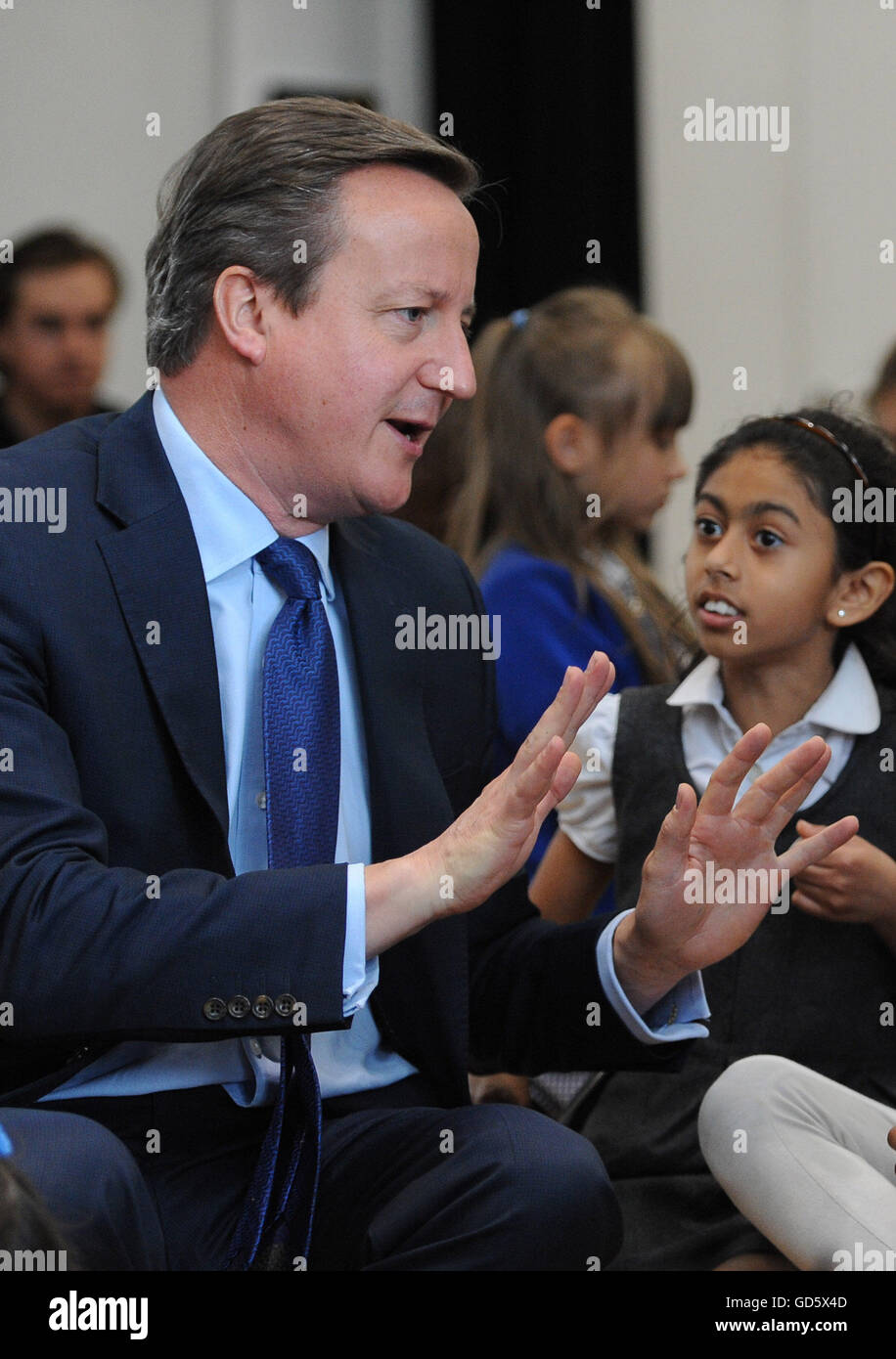 Prime Minister David Cameron meets pupils during a visit to the Reach ...