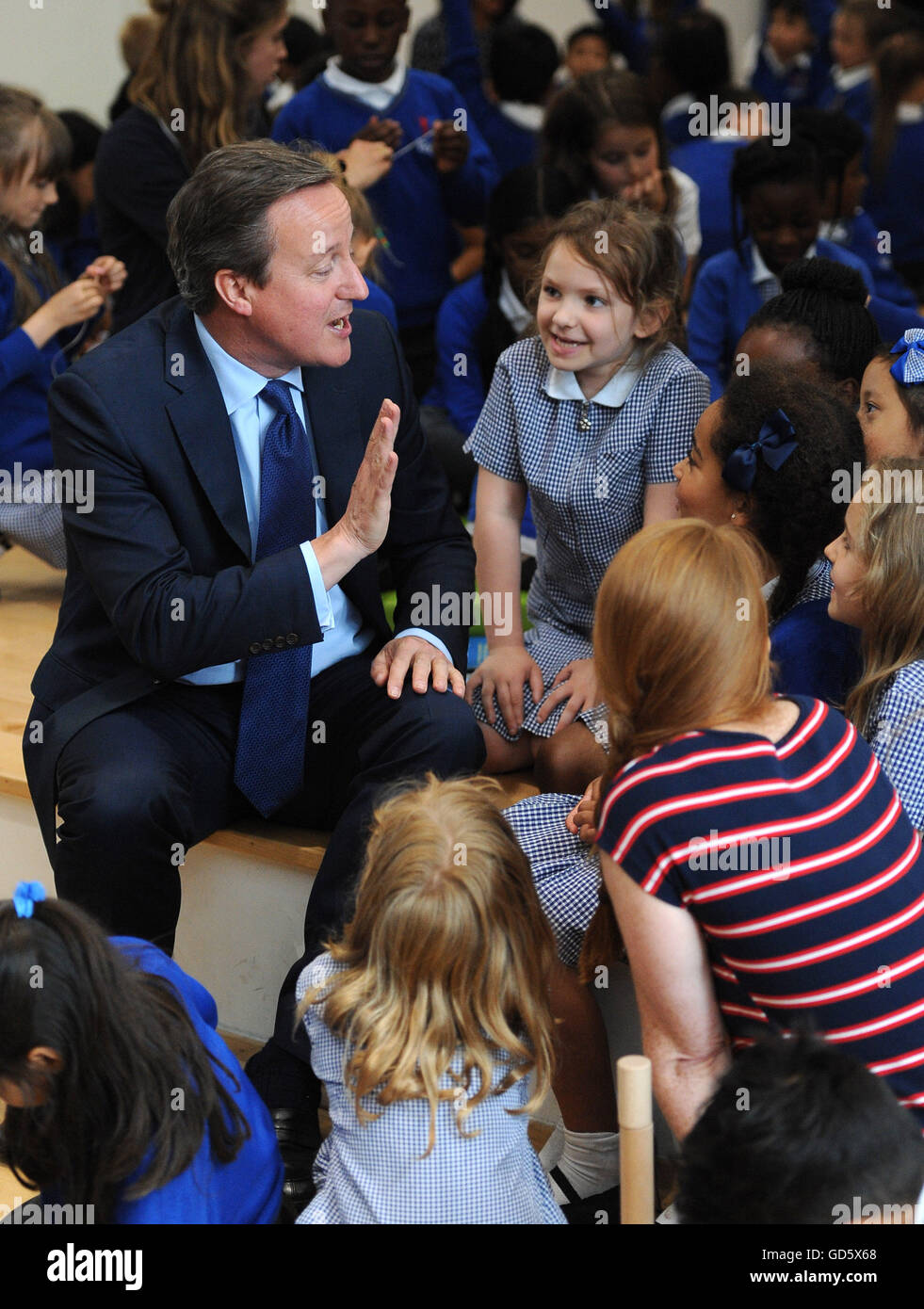 Prime Minister David Cameron meets pupils during a visit to the Reach ...