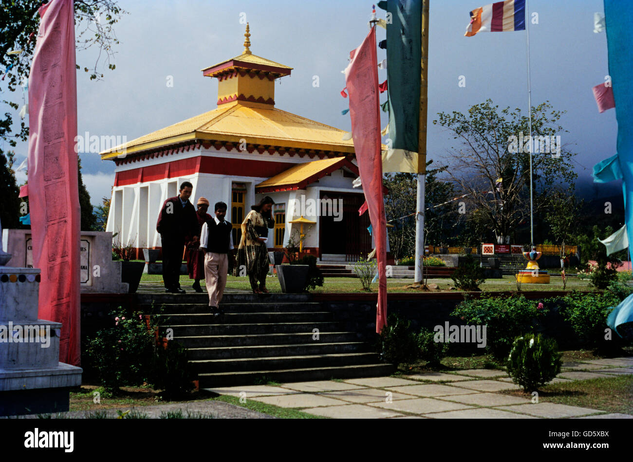 People coming from Gompa Stock Photo - Alamy
