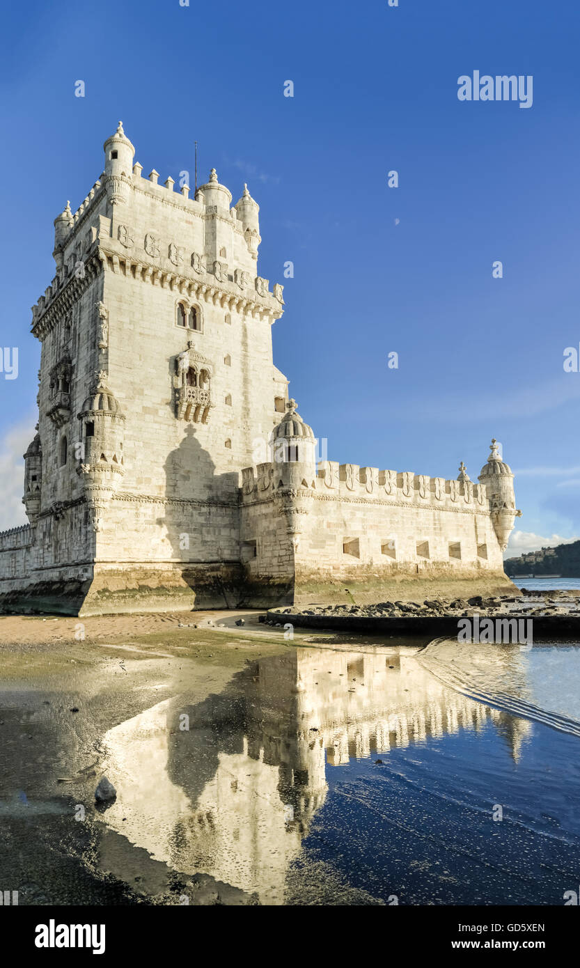 Belem Tower (Torre de Belem, Manueline style, Portuguese late gothic ...