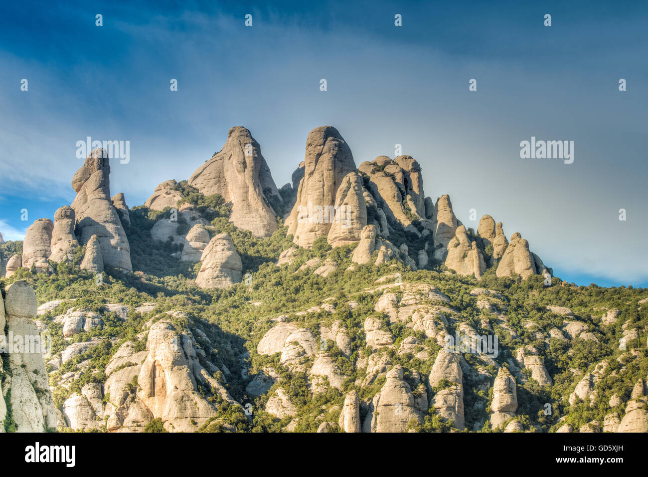 Serrated Mountain landscape in Montserrat, Catalonia, Spain Stock Photo ...