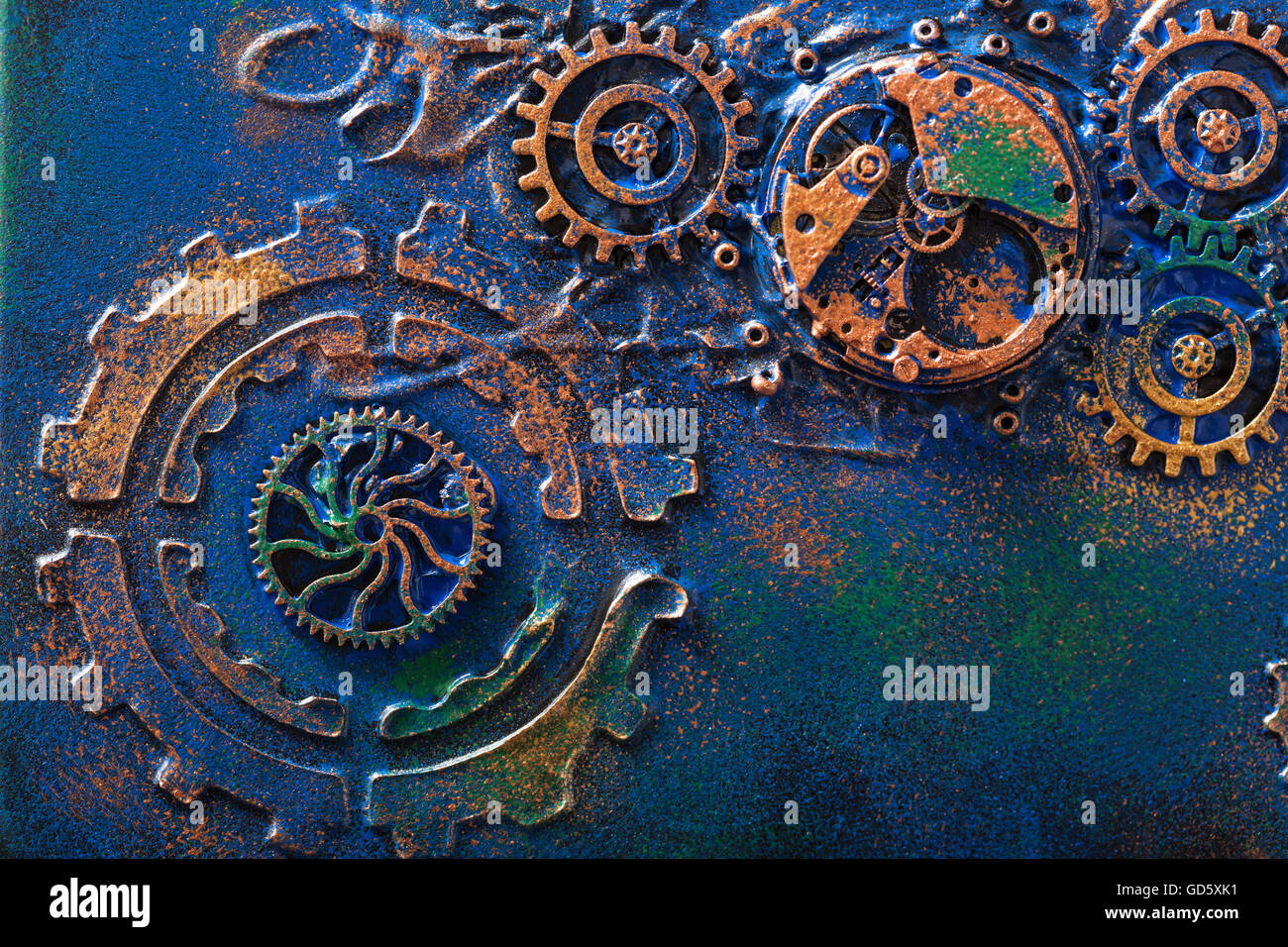 handmade steampunk background mechanical cogs wheels clockwork Stock ...