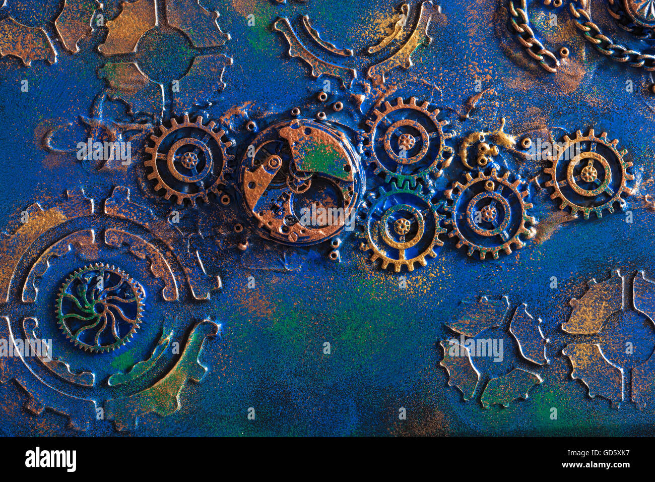 handmade steampunk background mechanical cogs wheels clockwork Stock ...