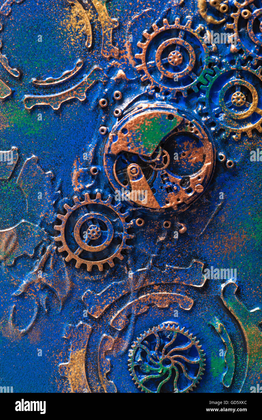 handmade steampunk background mechanical cogs wheels clockwork Stock ...