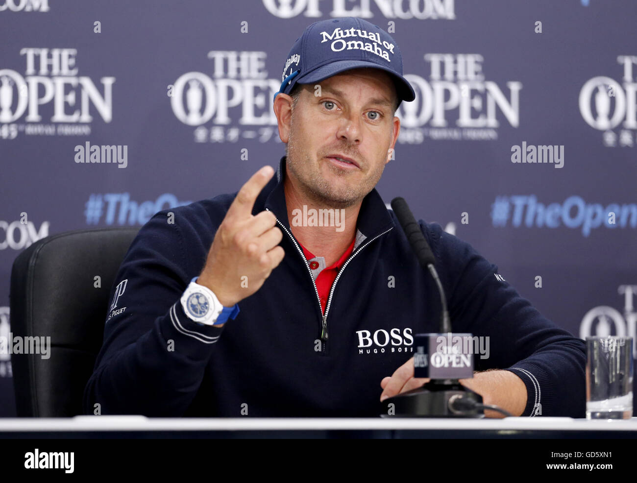 Sweden's Henrik Stenson during a press conference during the practice ...