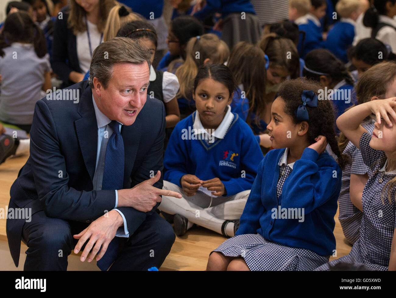 Prime Minister David Cameron meets pupils during a visit to the Reach ...