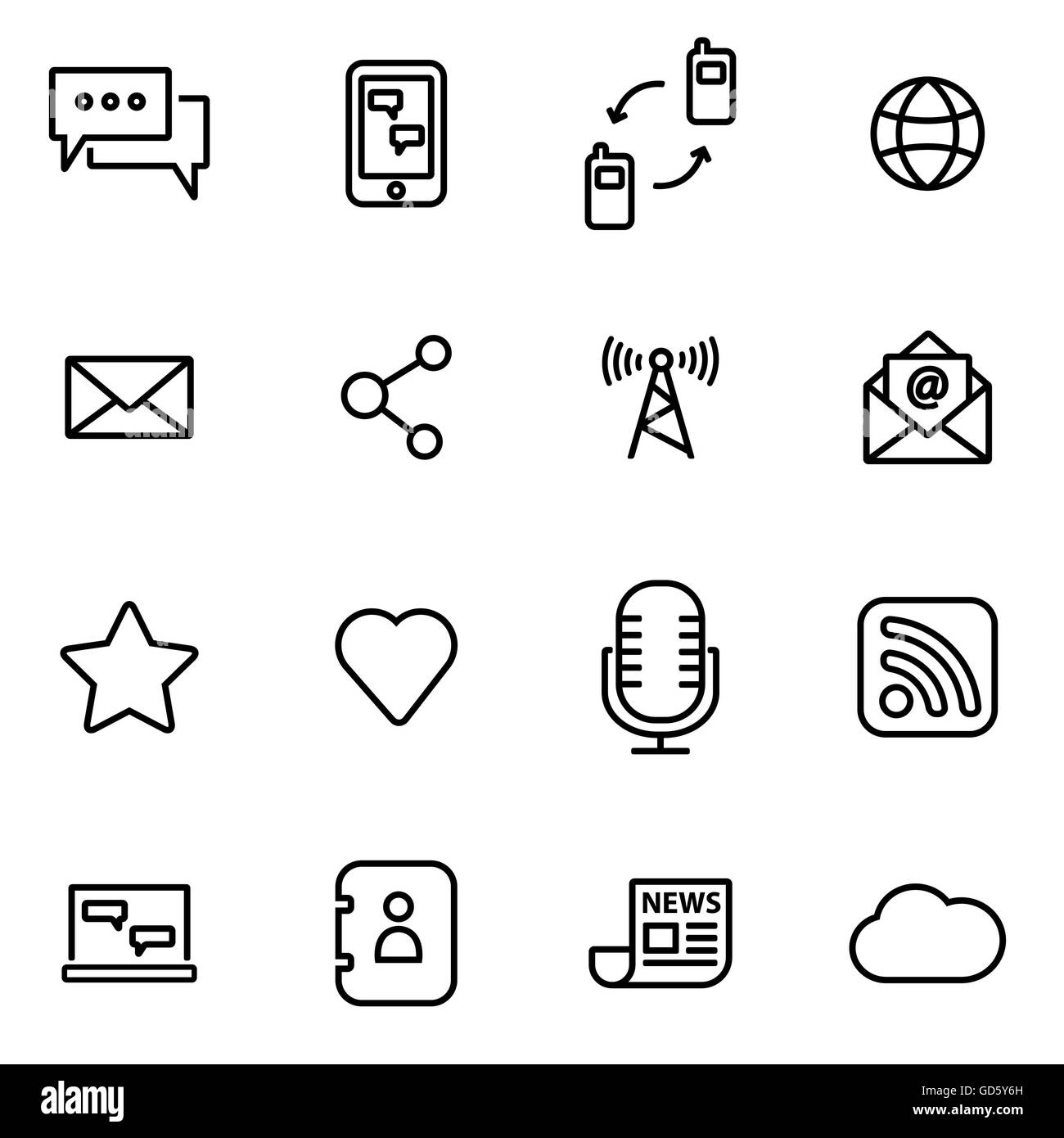 Vector illustration of thin line icons - communication Stock Vector ...