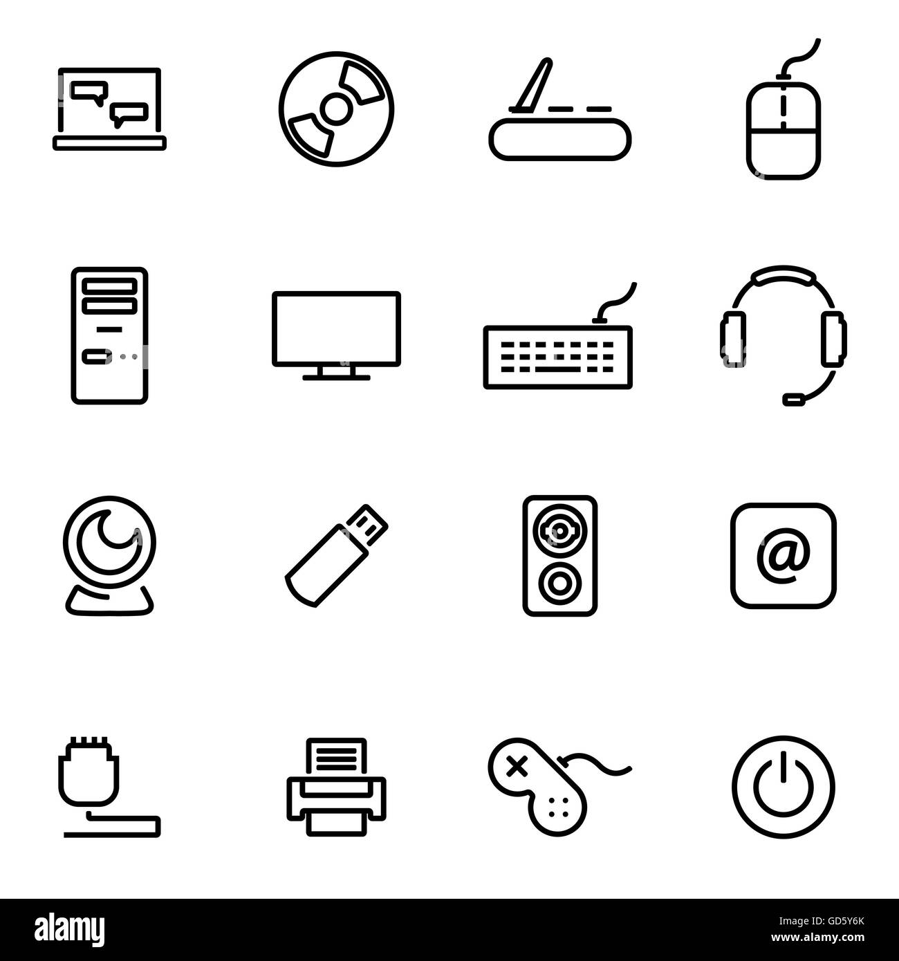 Vector illustration of thin line icons - computer Stock Vector Image ...