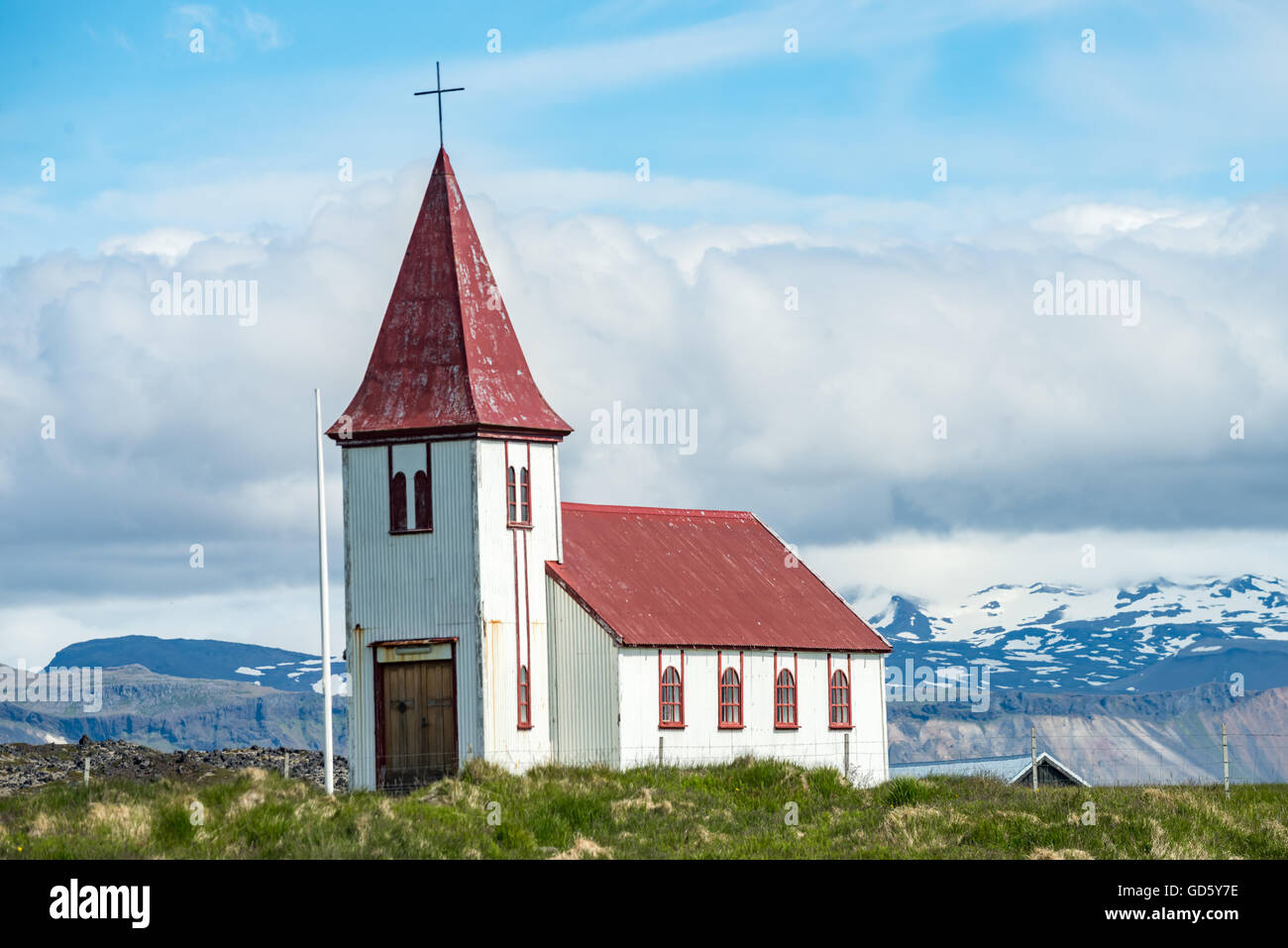 The church in Hellnar, an ancient fishing village on Snefellsnes ...