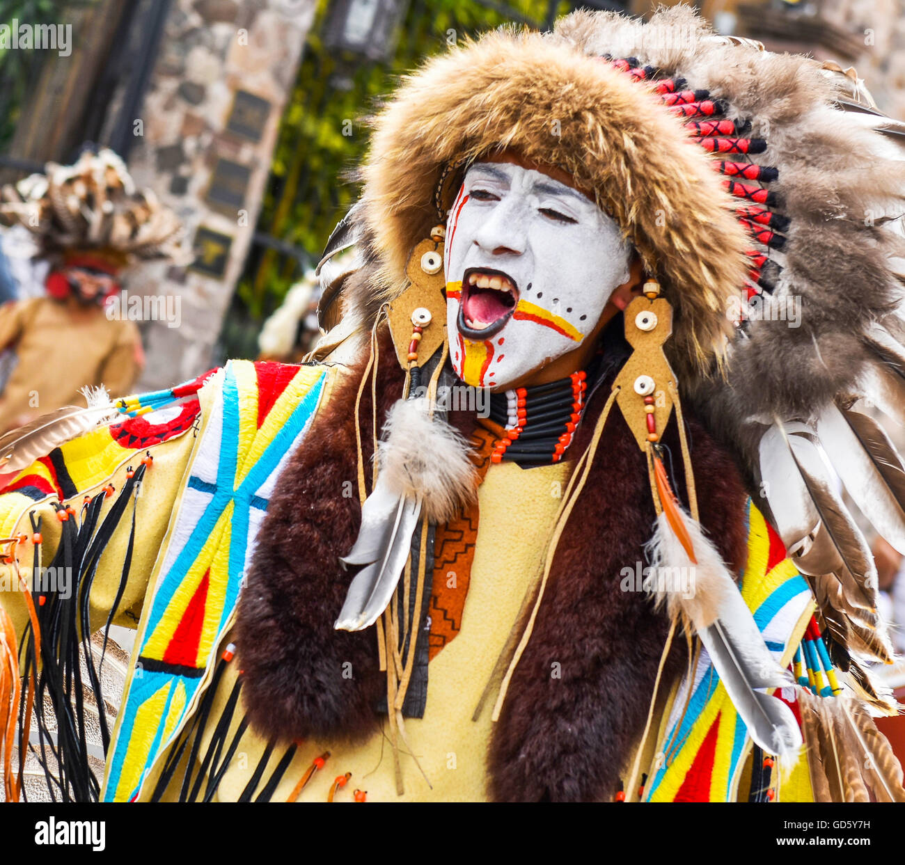 Indigenous Mexican male chanting in traditional procession Stock Photo ...