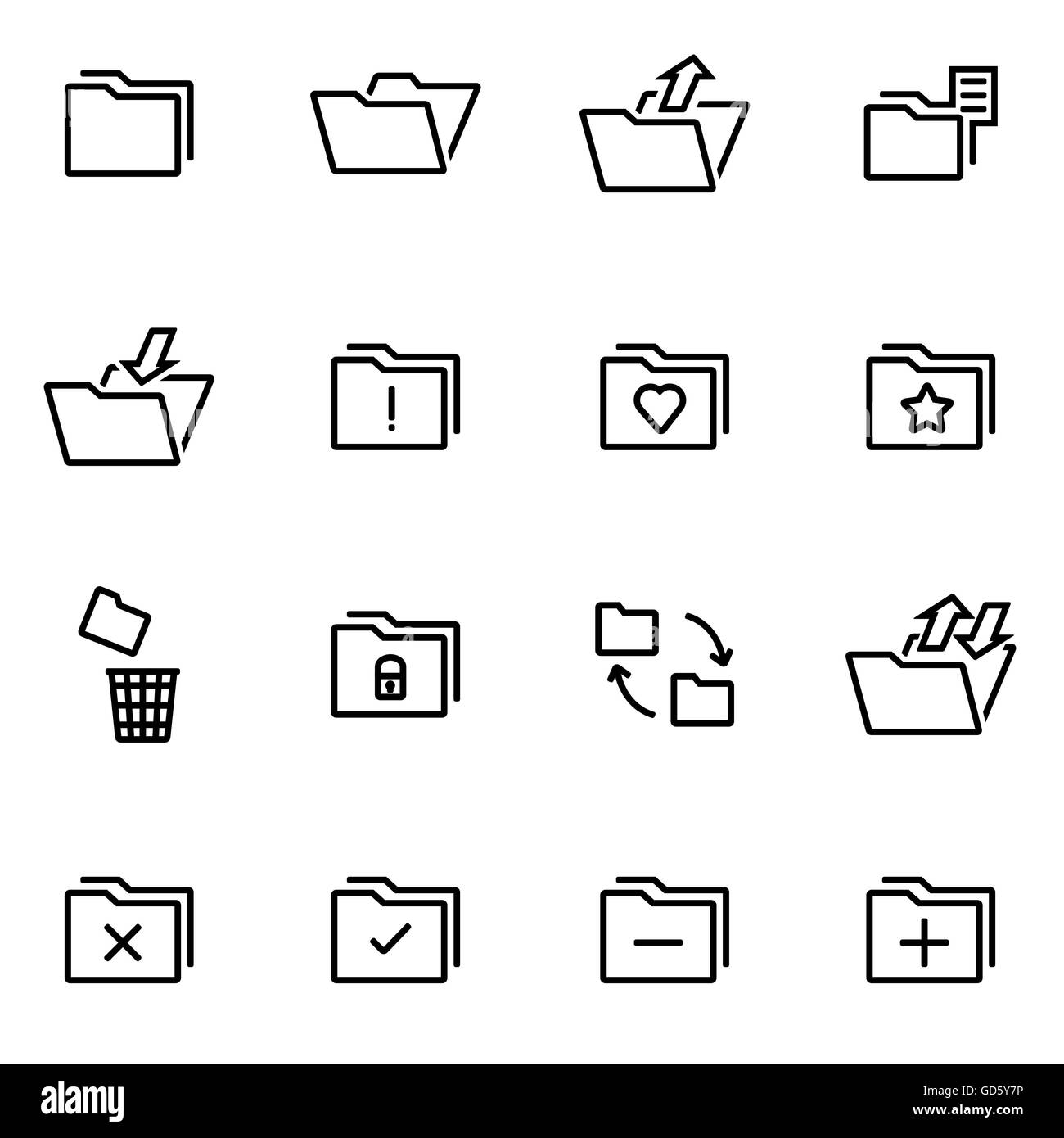 Vector illustration of thin line icons - folder Stock Vector Image ...