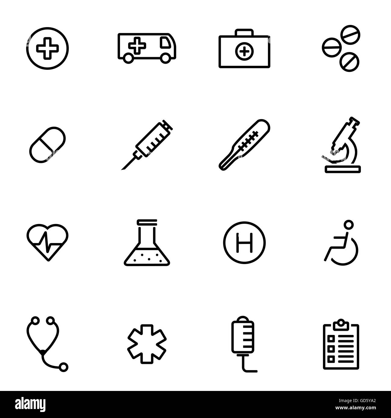 Vector illustration of thin line icons - medical Stock Vector Image ...