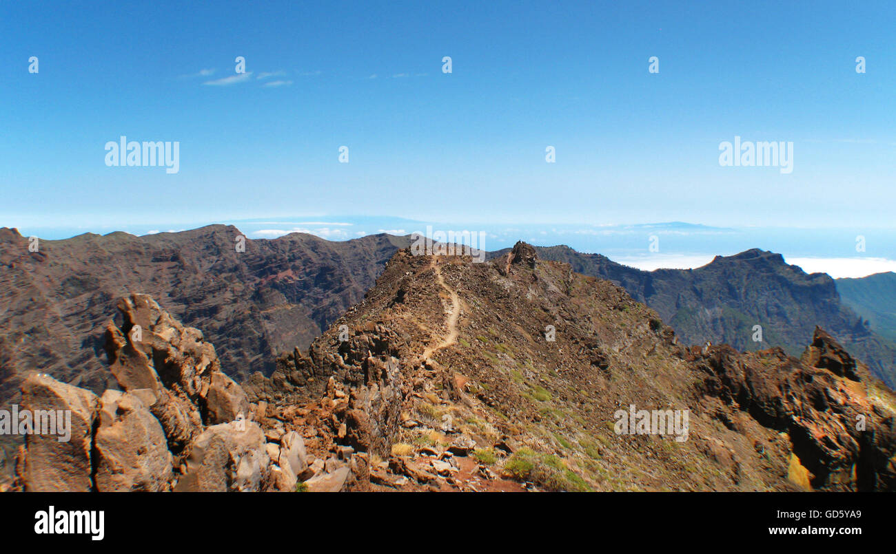 Pathway in volcanic landscape. Spain. Canary Island. La Palma ...