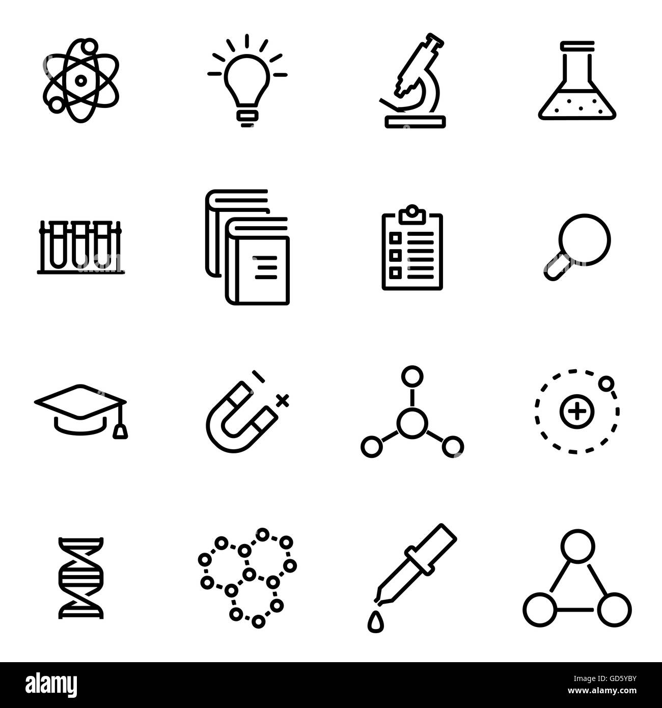 Vector illustration of thin line icons - science Stock Vector Image ...