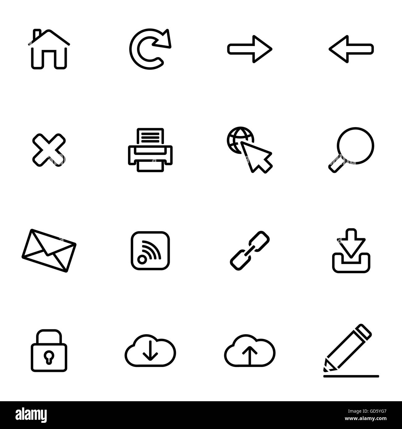 Vector illustration of thin line icons - web Stock Vector Image & Art ...