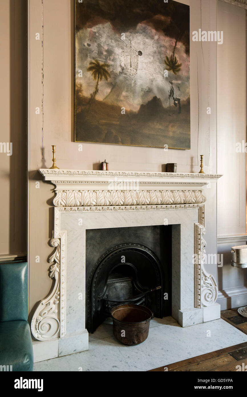 Interior view of restored fireplace. 76 Dean Street, London, United ...